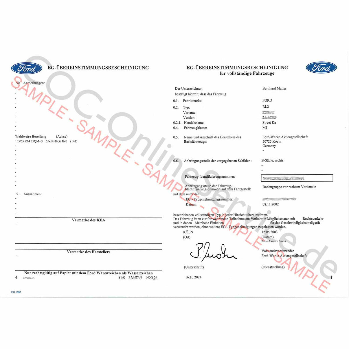 Apply for COC documents for Ford here for €299.00 – COC-OnlineService.de